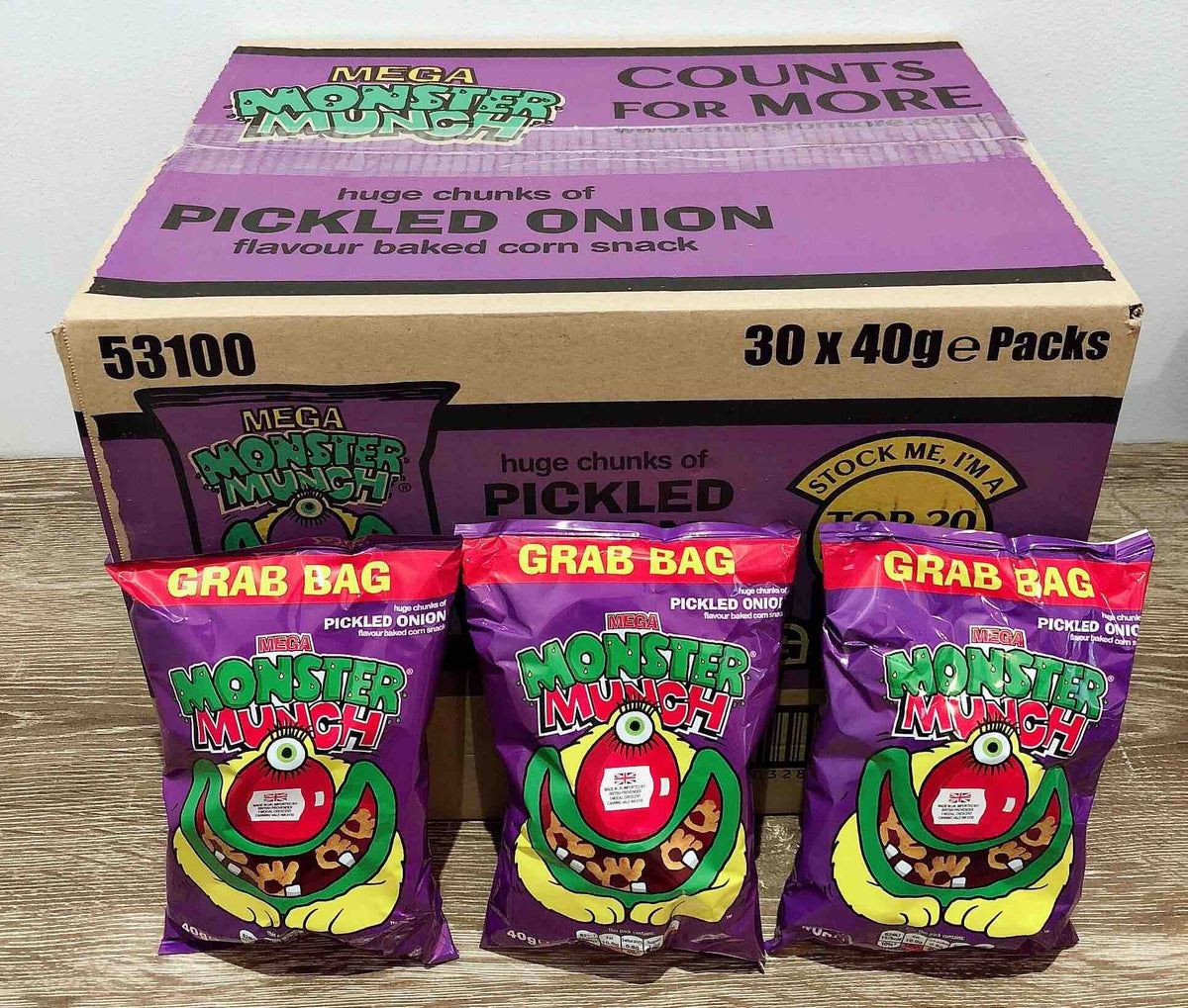 Monster Munch Pickled Onion Flavour 35 pack Box – UK FOODS DOWN UNDER